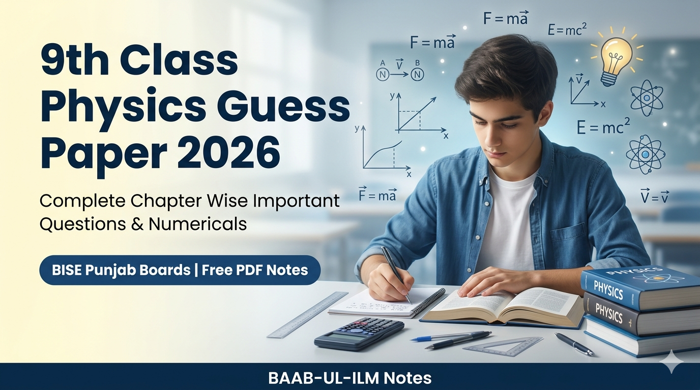 9th Class Physics Guess Paper 2026 (BISE Punjab Boards) - BAABULILM Notes